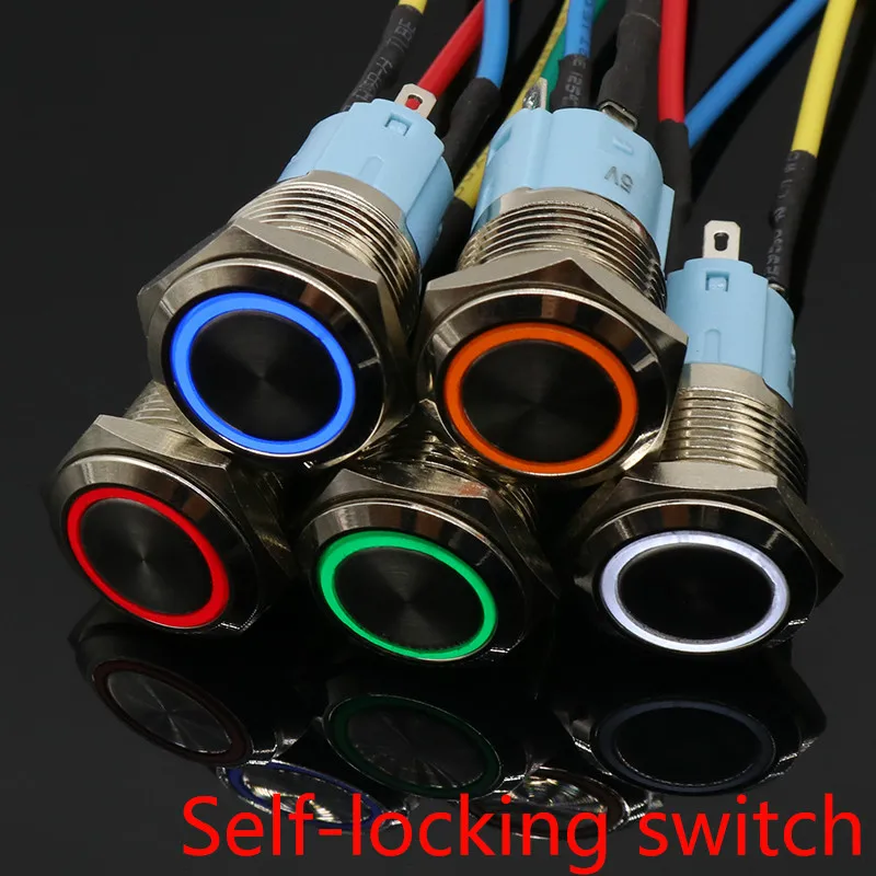 16mm-red-blue-yellow-green-white-Light-Hot-Car-Auto-Metal-LED-Power ...