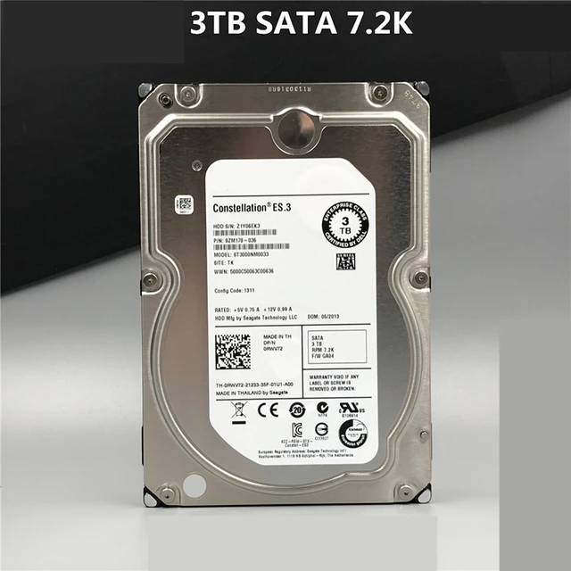 Original HDD For Dell 3TB 3.5" SATA 128MB 7200RPM For Internal HDD For ...