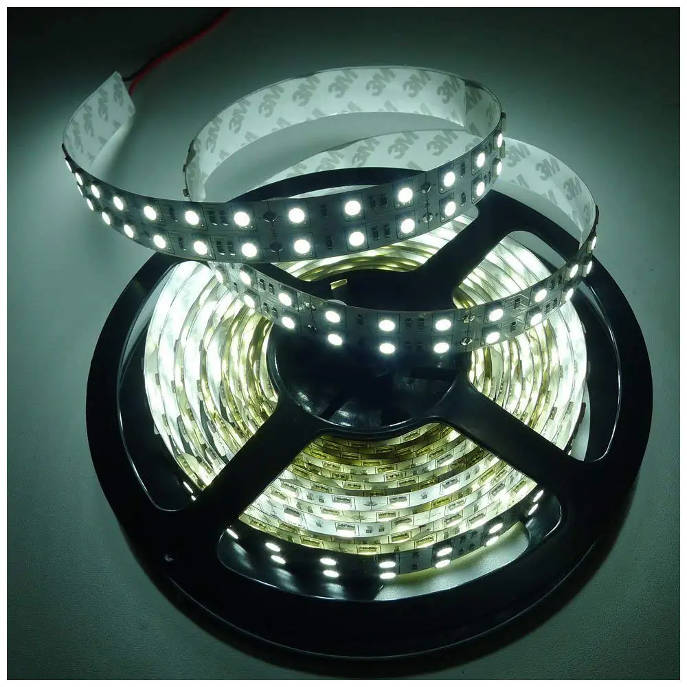 5M Double Row 600LEDs SMD 5050 LED Flexible Strip Lighting DC 12V Cold ...