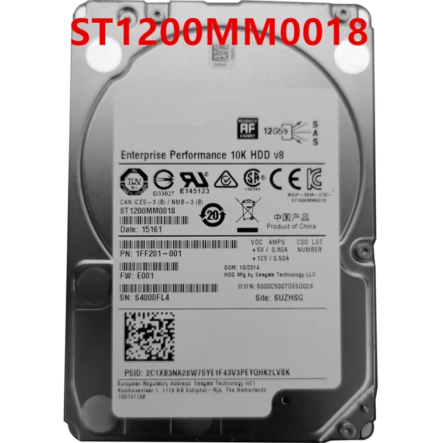 Original HDD For Seagate 1.2TB 2.5" SAS 12 Gb/s 128MB 10000RPM For ...