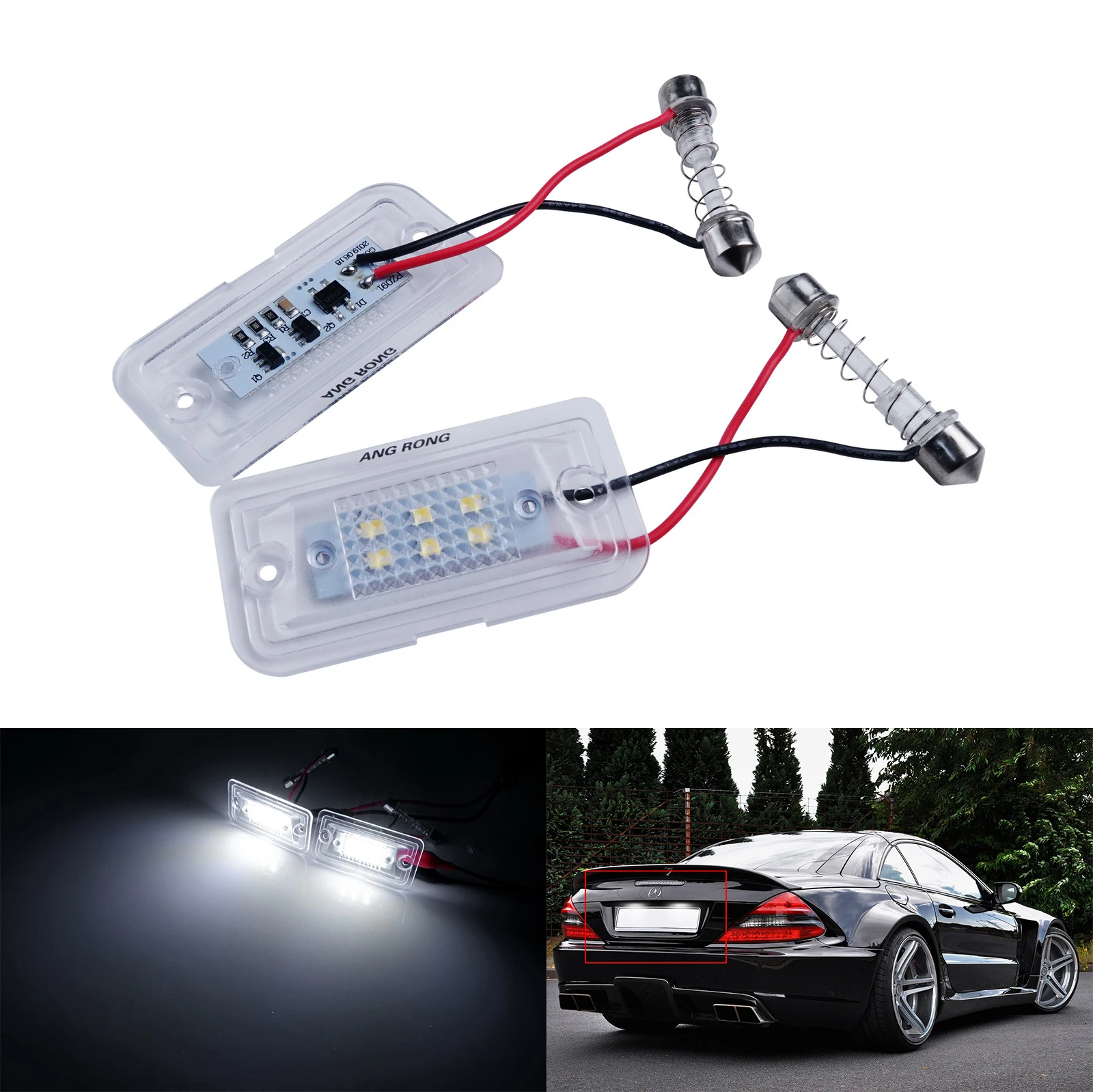 2x-Canbus-White-LED-License-Number-Plate-Lights-For-Mercedes-Benz-W203 ...