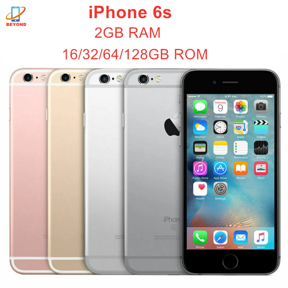 Apple-teléfono móvil iPhone 6s desbloqueado, 16GB, 32GB, 64GB, 128GB, 2GB de RAM, pantalla IPS ...
