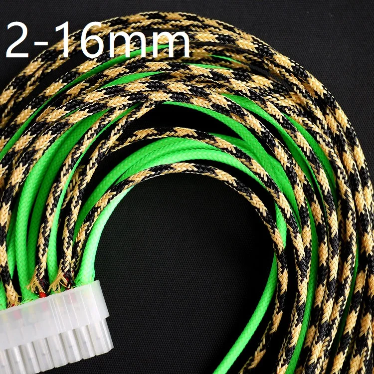 Black Yellow PET Braided Wire Sleeve 2 4 6 8 10 12 16mm Tight High ...