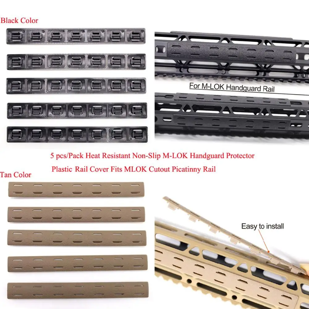 AT3 5 Pcs/Set Heat Resistant Non Slip MLOK Handguard Protector Plastic ...