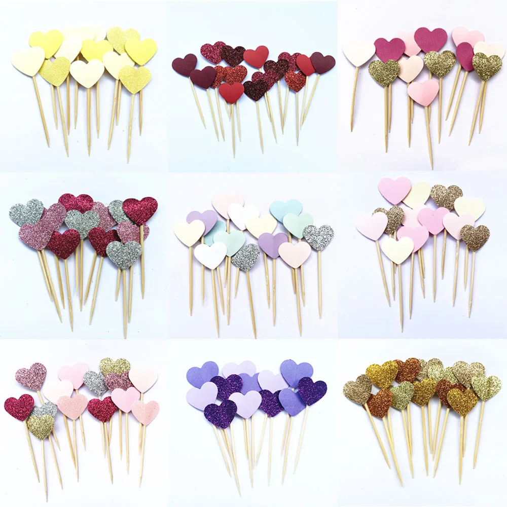 Toppers Cupcake cuore rosa adorabile fatto a mano 40PCS, decorazioni baby shower ragazza ...