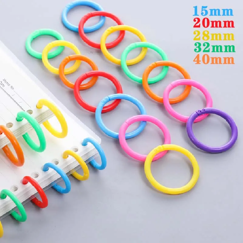 50 Pcs 15/20/28/32/40mm Plastic Ring Binder DIY Albums Circle Loose ...