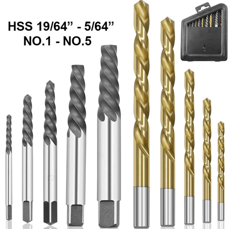 Screw Extractor And Left-Hand Drill Bit Combo Set, 10 Piece | atelier ...