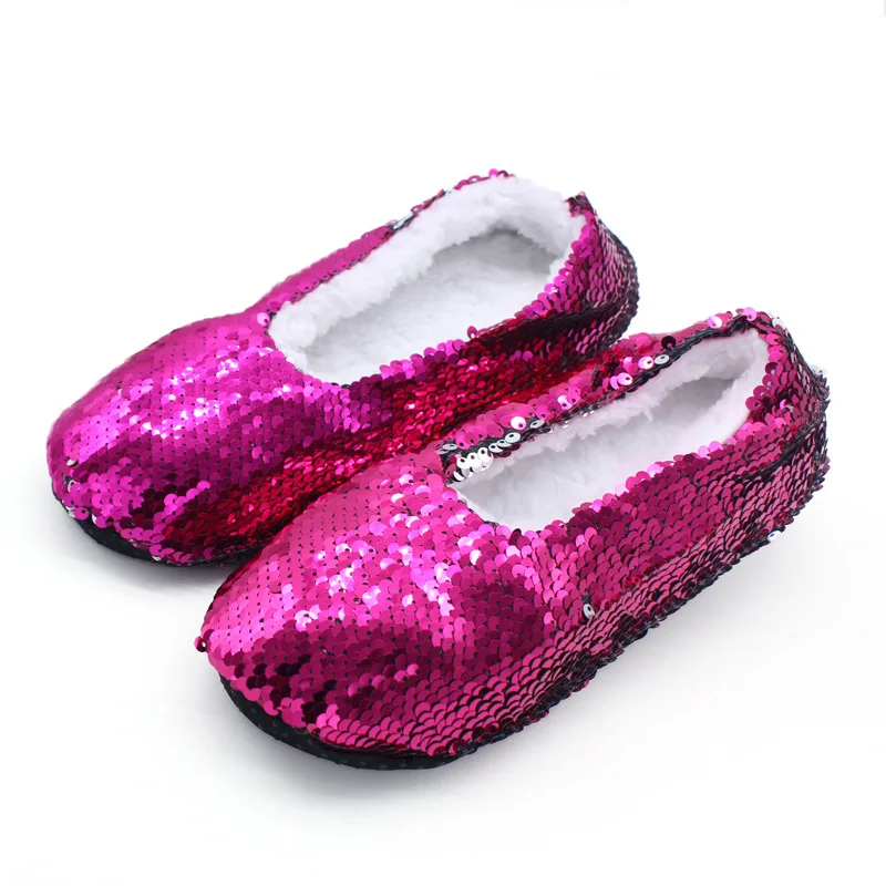 Sequined Rainbow Fleece Indoor Slippers - Queerks™