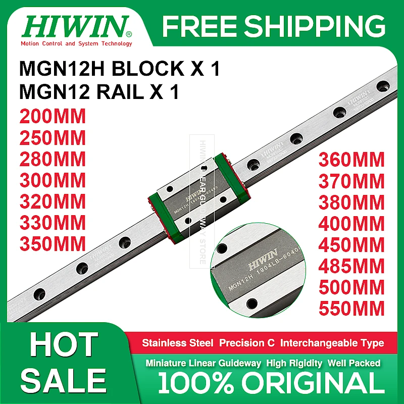 Stainless Steel Hiwin Mgn12 Linear Rail 280 300 320 330 350 370 380 400 ...