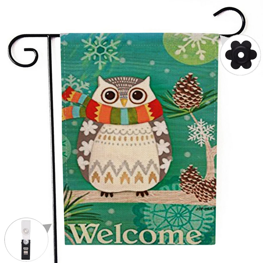 Double sided Scarf Owl Welcome Garden Flag Banner Festivals Holidays ...