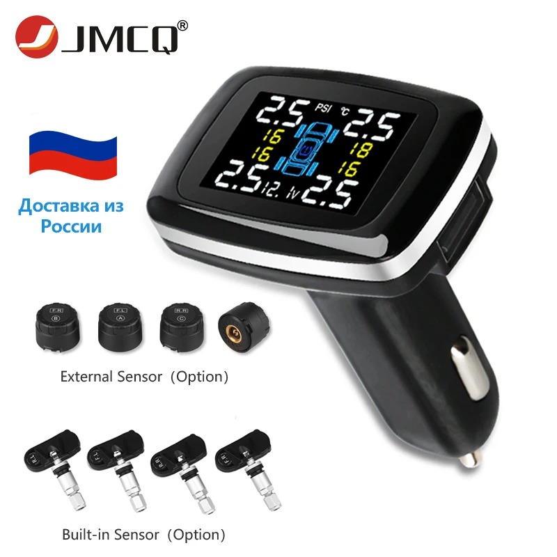 JMCQ TPMS 담배 라이터 타이어 압력 경보 모니터 시스템, 자동 보안 경고 제어, 내부 외부 센서, USB tpms|타이어 기압알람| - AliExpress
