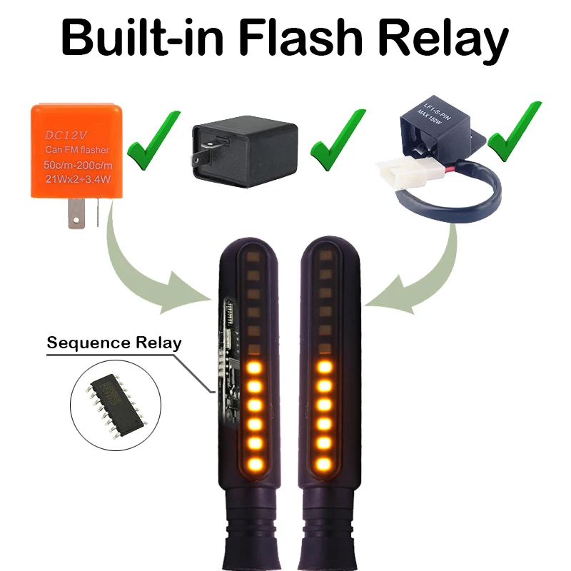 【2 LED Red Stop Signal Light Flowing Water Flashing Lights Tail Flasher ...