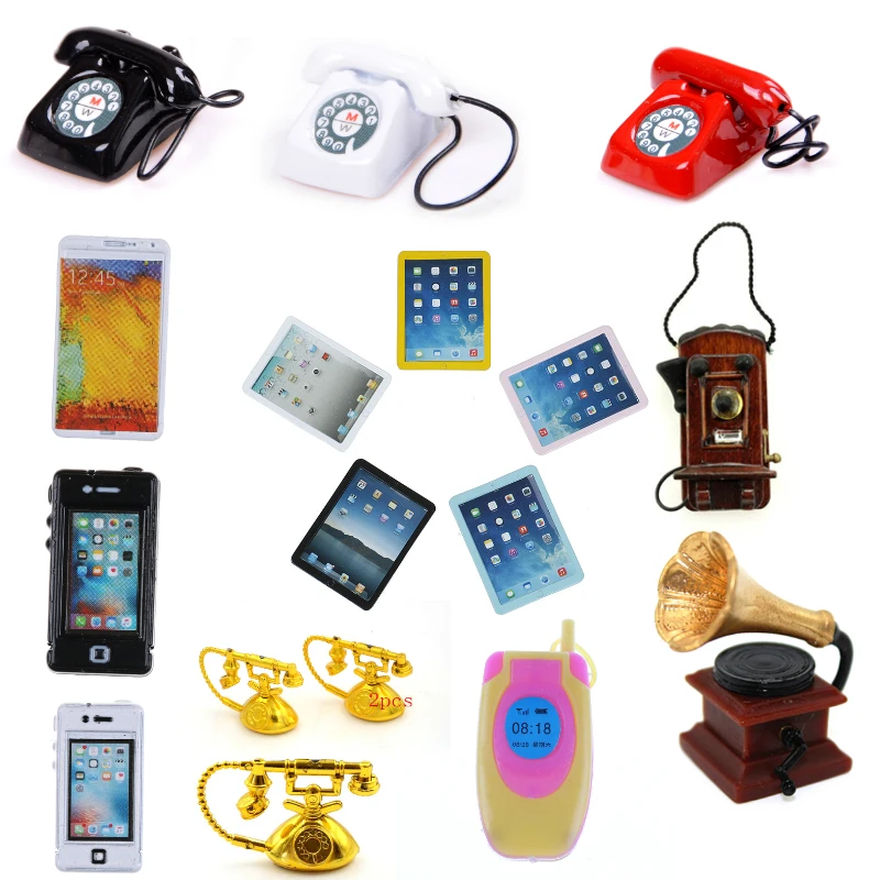 1/12 Dollhouse Miniature Phone Telephone ipad Microphone Gramophone ...