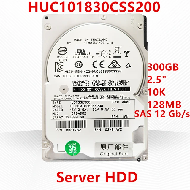 Original HDD For Hgst 300GB 2.5" 10K SAS 12 Gb/s 128MB 10K For Internal ...