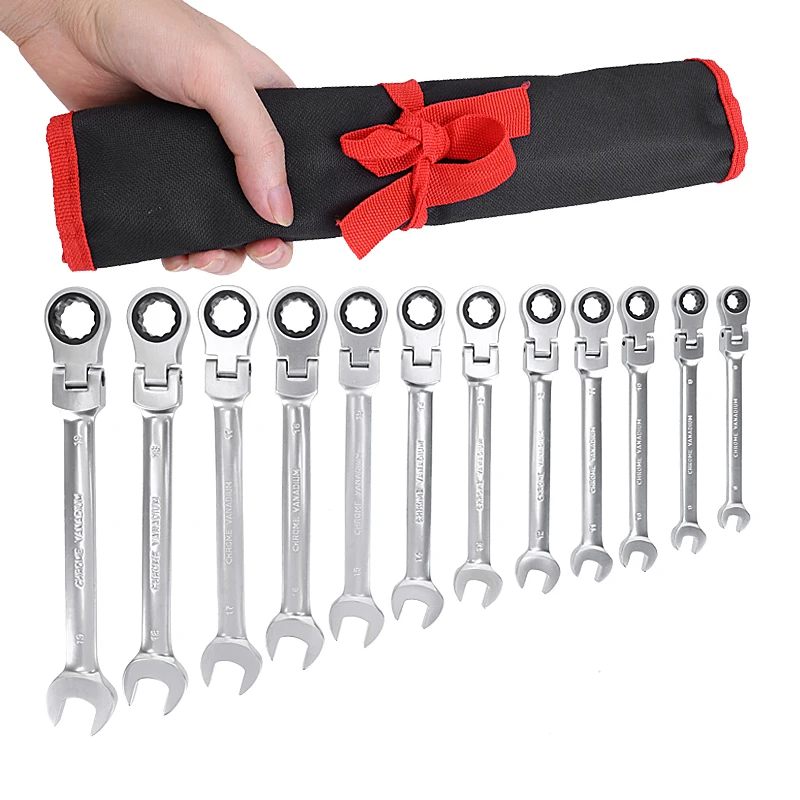 Flexible-Ratchet-Wrench-Set-5-6-7-12pcs-8-19mm-Spanner-Gear-Ring ...