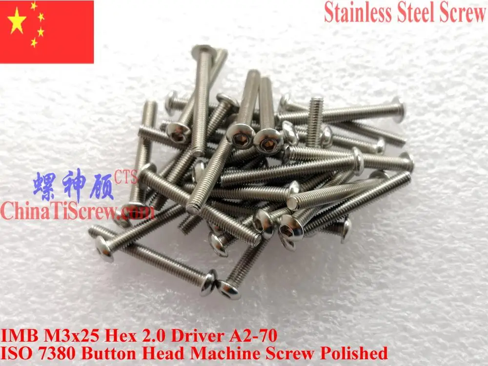 ISO 7380 Stainless Steel M3 screws M3x22 M3x25 M3x30 Button Head Hex 2. ...