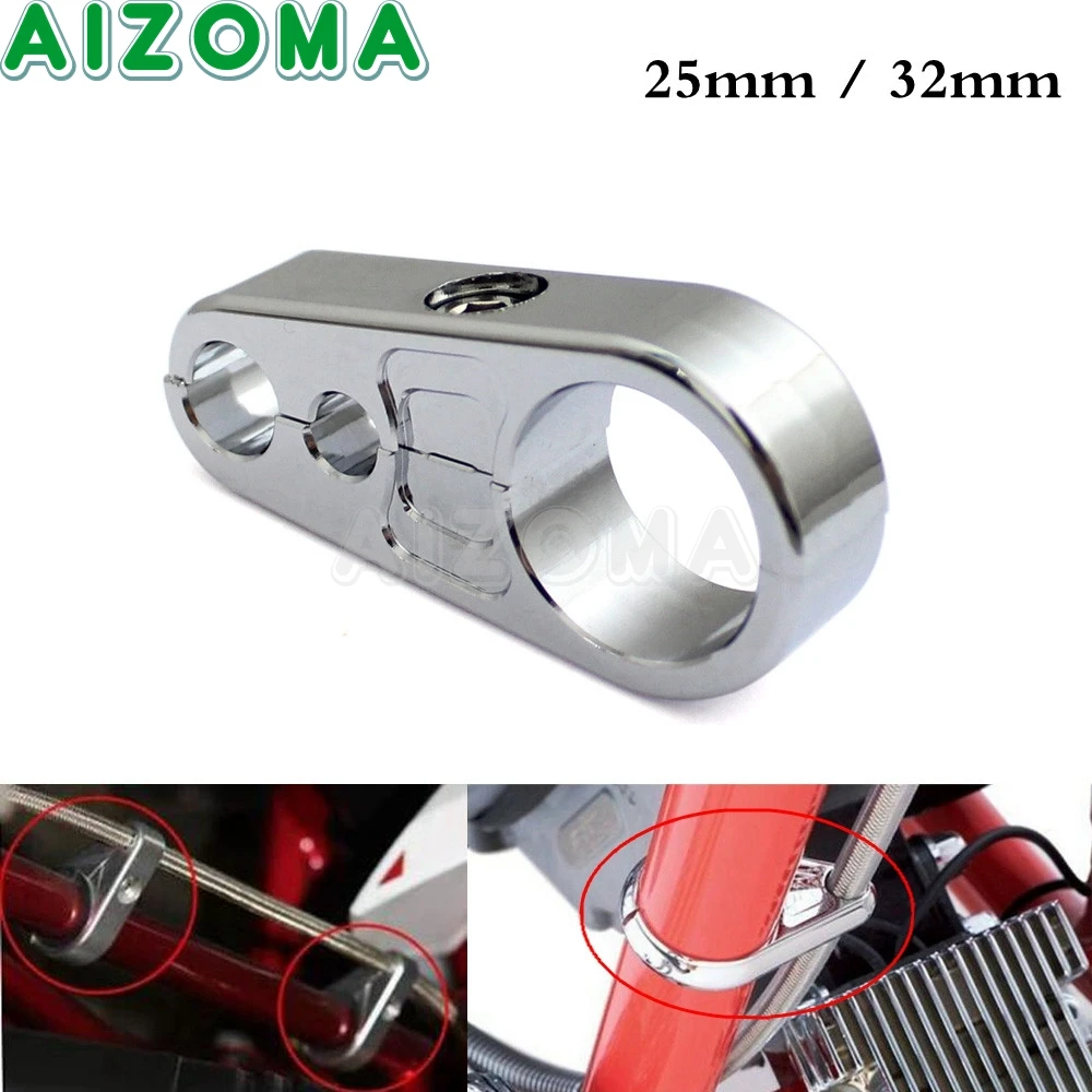 Chrome Motorcycle Frame Handlebar Throttle Clutch Cable Brake Line ...