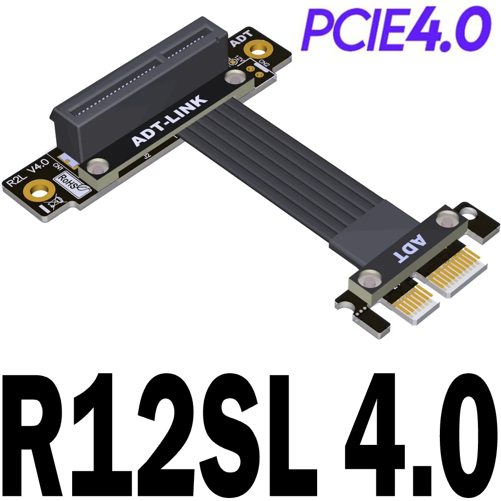Riser Card Pcie 4.0 X1 Male To X4 Female Emi Shielding 16g/bps Pci-e 4x ...