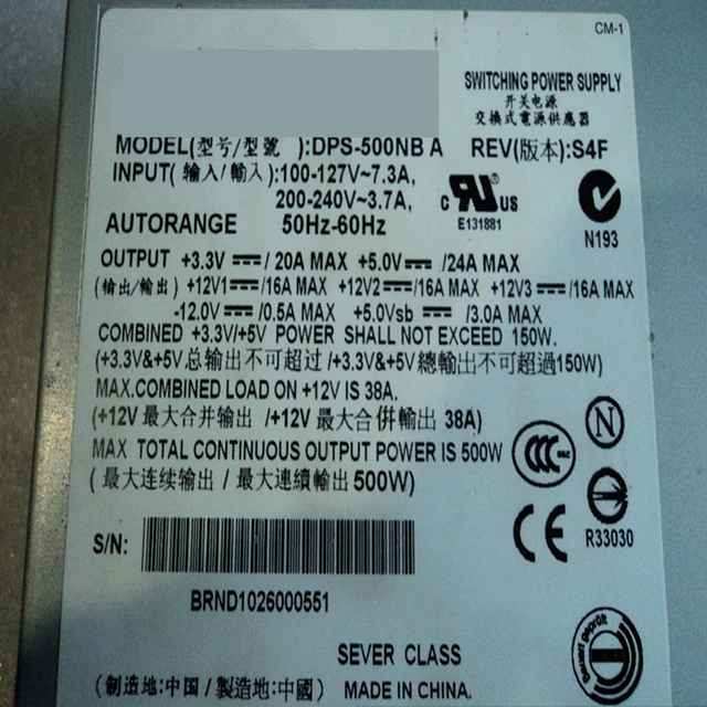 Original PSU For Delta 1U 500W Switching Power Supply DPS-500NB A ...