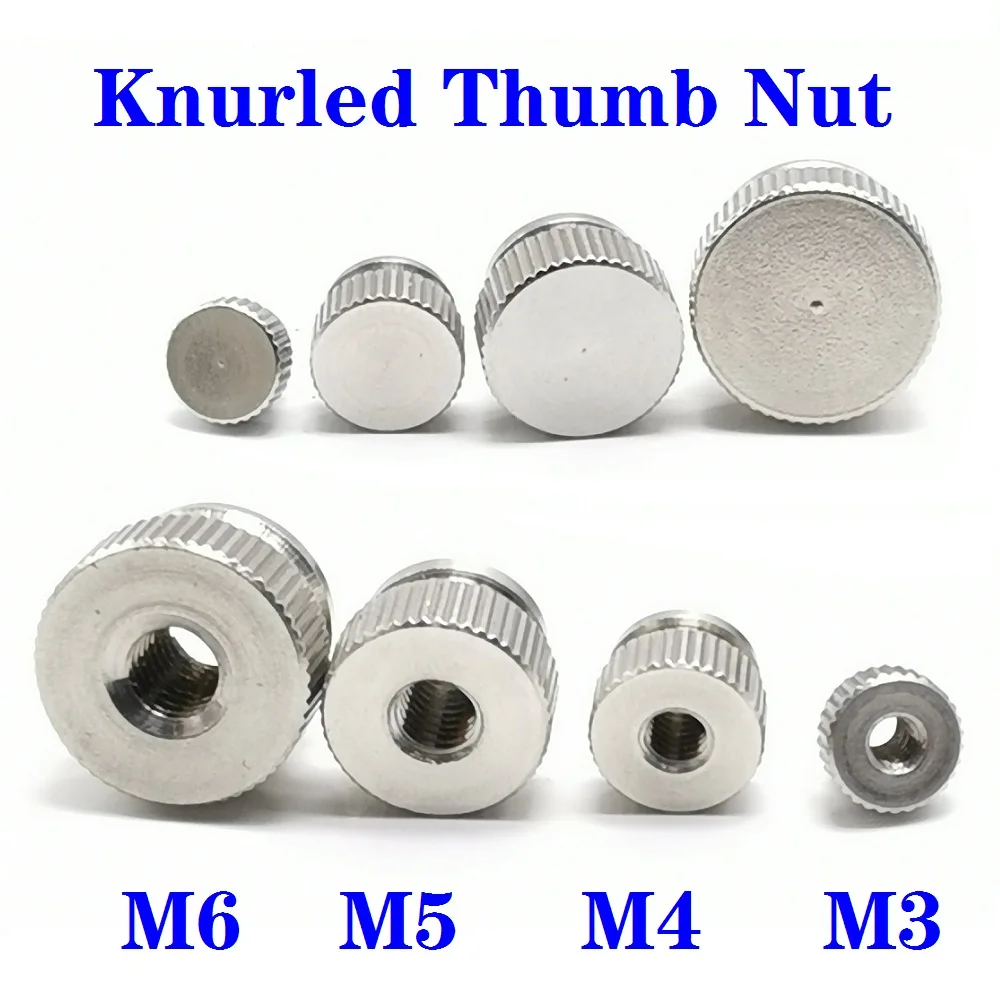 5pcs M3 M4 M5 M6 304 Stainless Steel Knurled Thumb Nut Iinstrument Hand ...