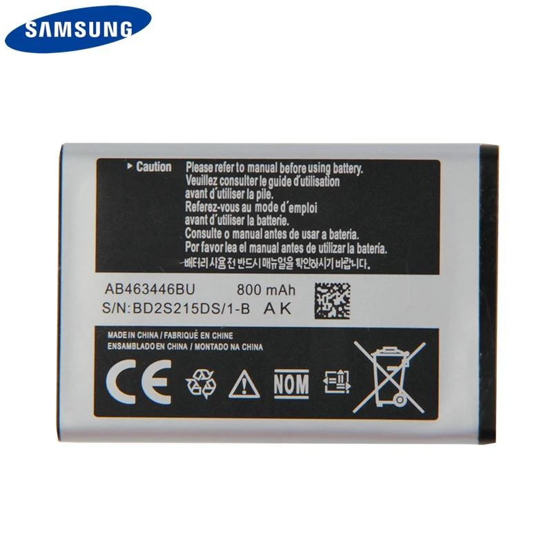 Samsung Original Phone Battery AB463446BU For Samsung C3300K X208 X520 F258 B189 B309 F299 E329 ...