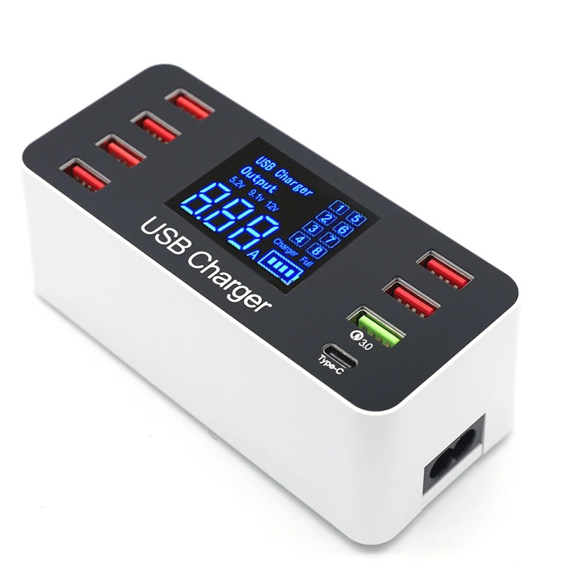 8-Port-USB-Charger-HUB-Quick-Charge-3-0-LED-Display-Multi-USB-Charging ...