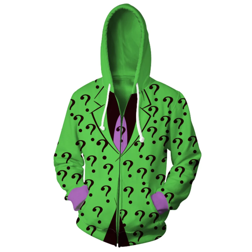 Riddler Cosplay Hoodie Men Women 3D Print Sweatshirt Pullover Zip Up ...