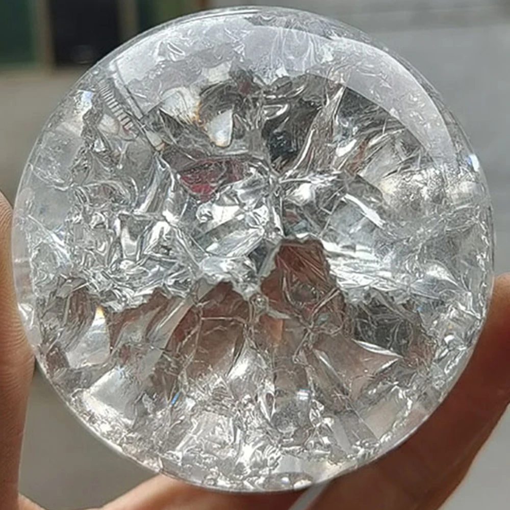 4/5/6/8cm Ice Crack Crystal Ball Glass Magic Sphere Feng Shui Ornament ...