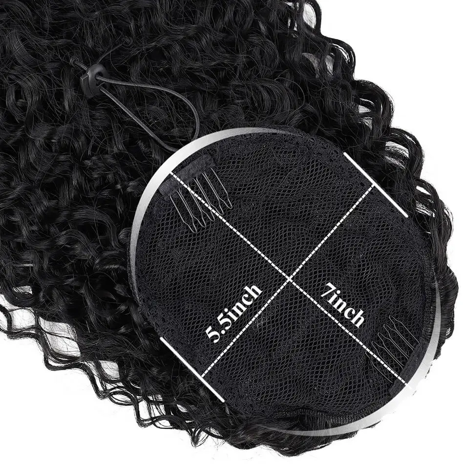 Curly/straight ponytail clip-on synthetic hair Extensions