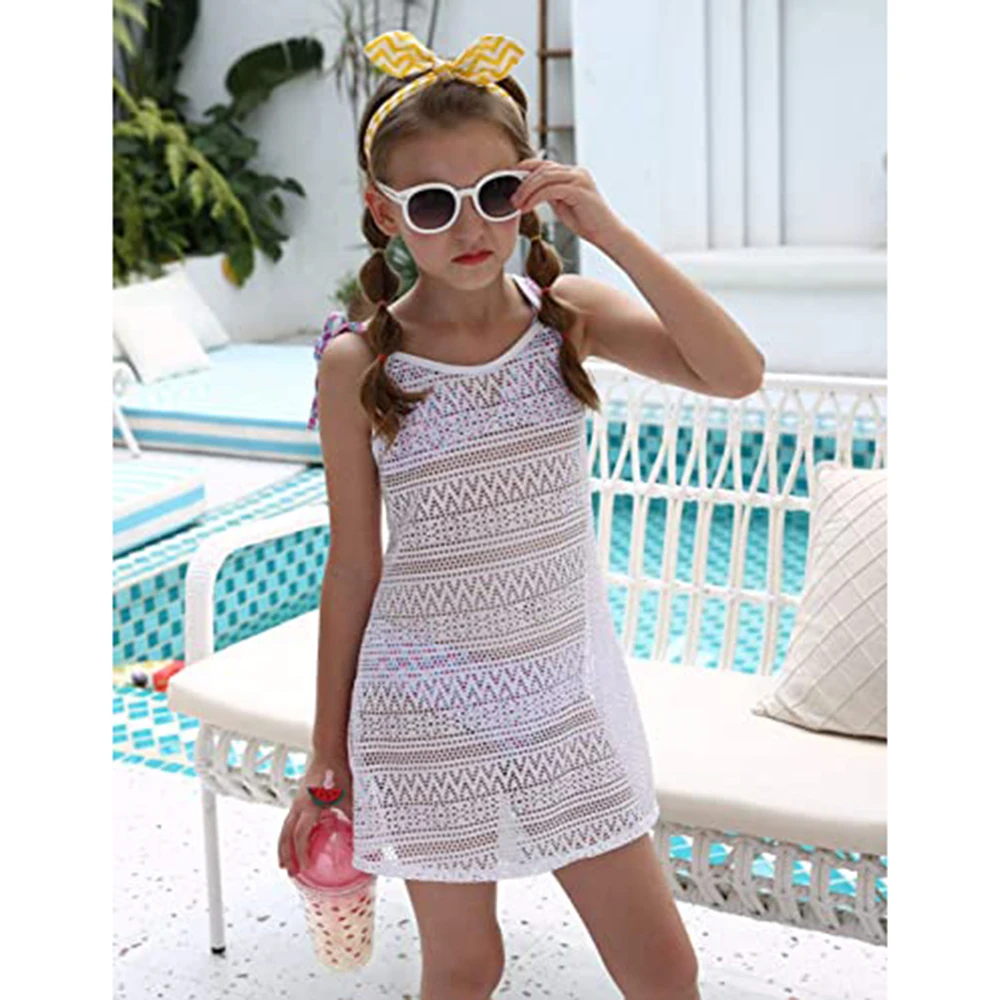 Vestido de playa para niñas pequeñas, ropa de playa de ganchillo, malla ...