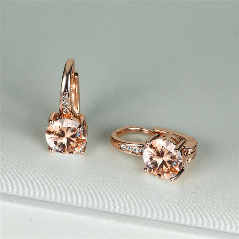 Classic Four Claw Small Round Earrings Multicolor Crystal Stone Hoop ...