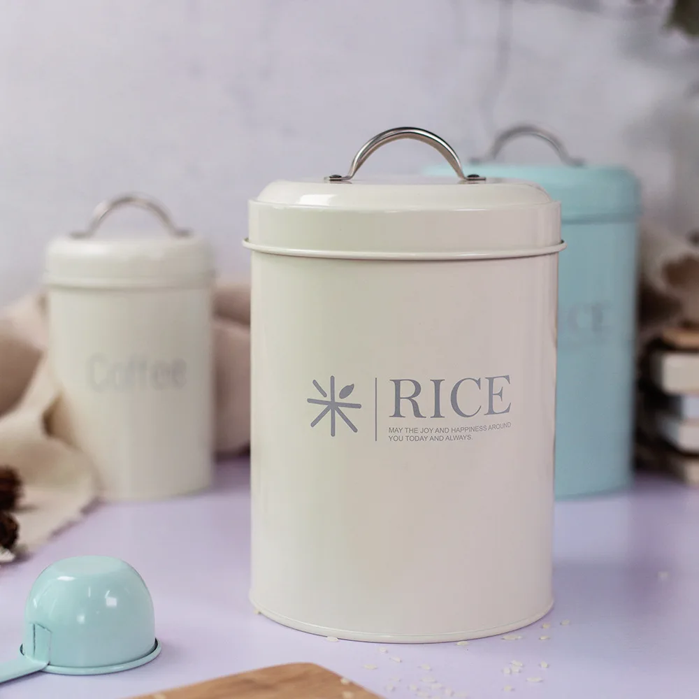 Round Type Baking Flour Storage Container Kitchen Rice Grain Powder ...