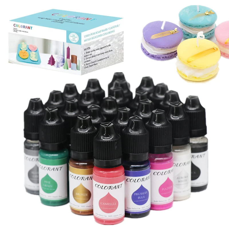 24 Color Epoxy Resin Pigments Liquid Colorant Diy Candle Making Uv ...