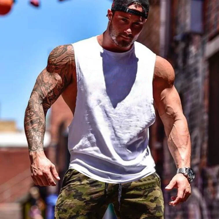 Brand Men's Summer Vest Open Side Loose Tank Tops Fitness Sleeveless ...