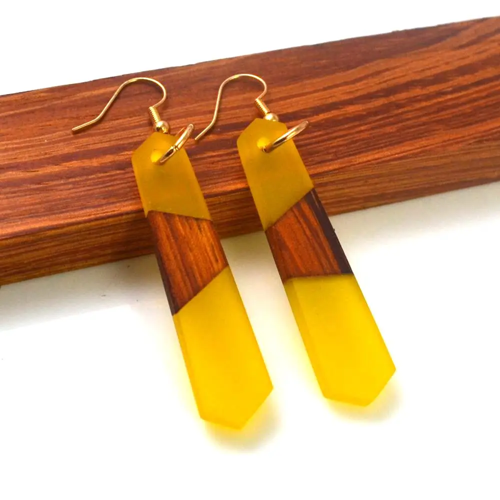 Leanzni New features of natural wood grained wood resin earrings ...
