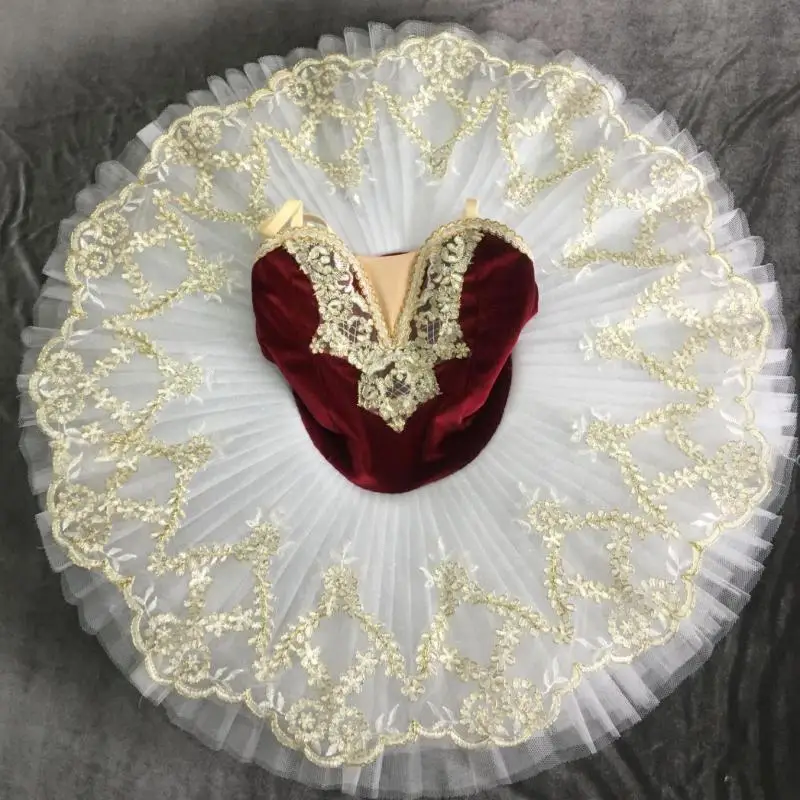Tutu Ballet Dark Red Purple Swan Lake Ballerina Pancake Tutu Girl Women ...