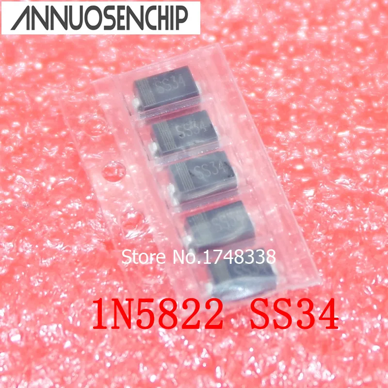 100PCS-SMA-Schottky-diode-1N5819-SS14-1N5822-SS34-SR160-SS16-1N5817 ...