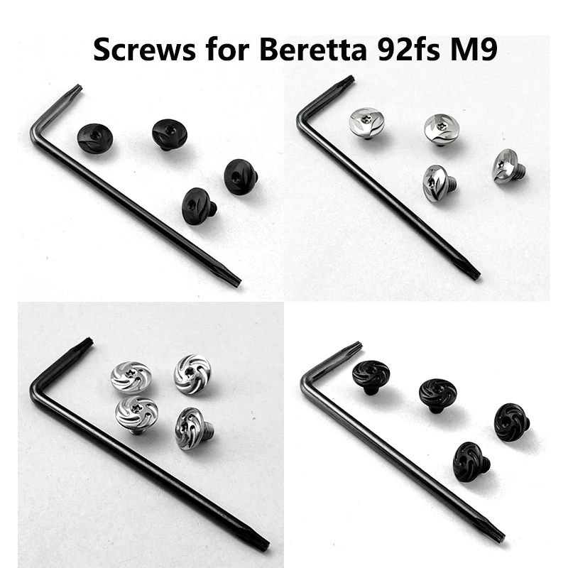 1 Set CNC Machined 416 Stainless Steel Grip Handle Screws for Beretta ...