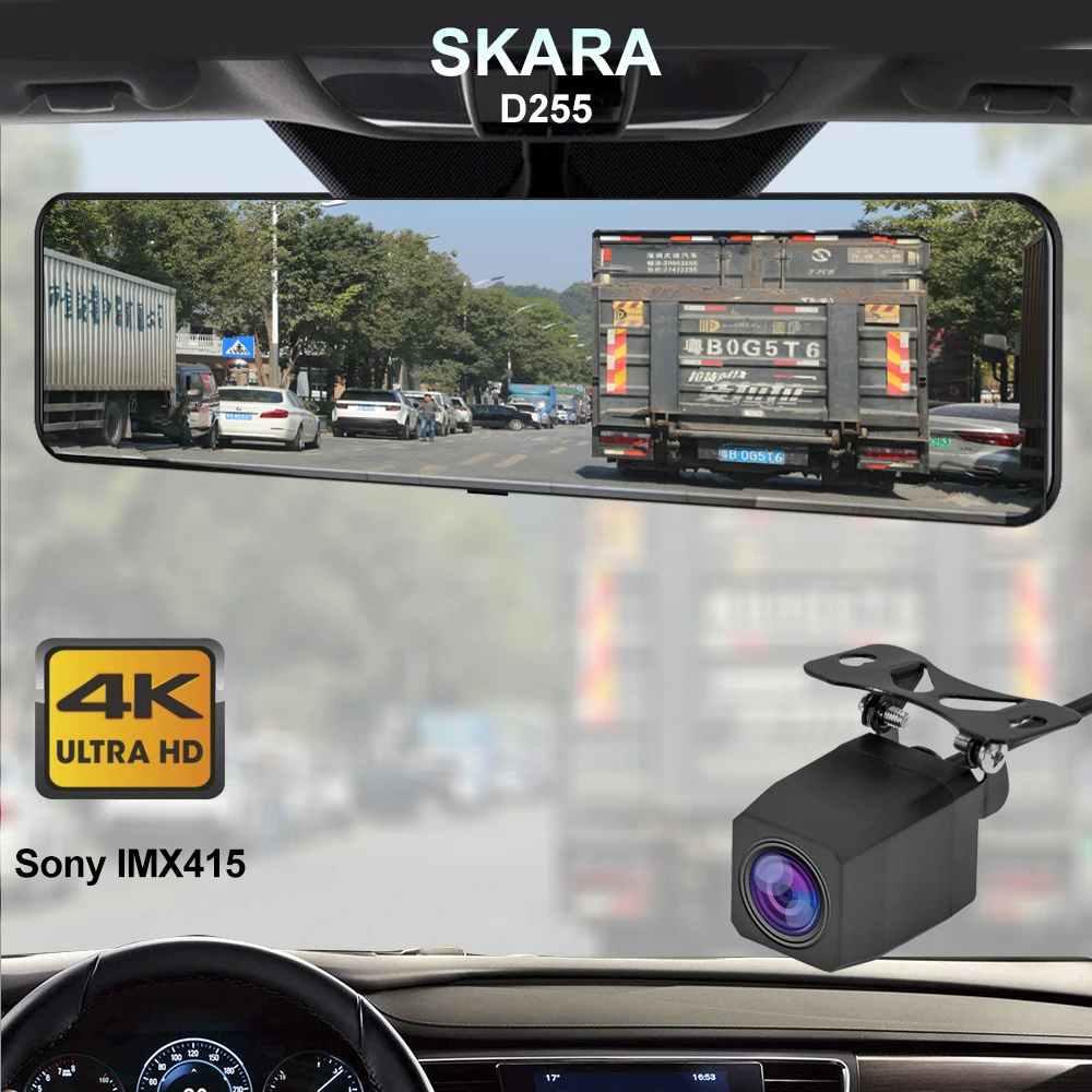 Skara 3 in 1 Car Dash Cam Rear View Mirror Camera 4K Sony IMX415 GPS ...