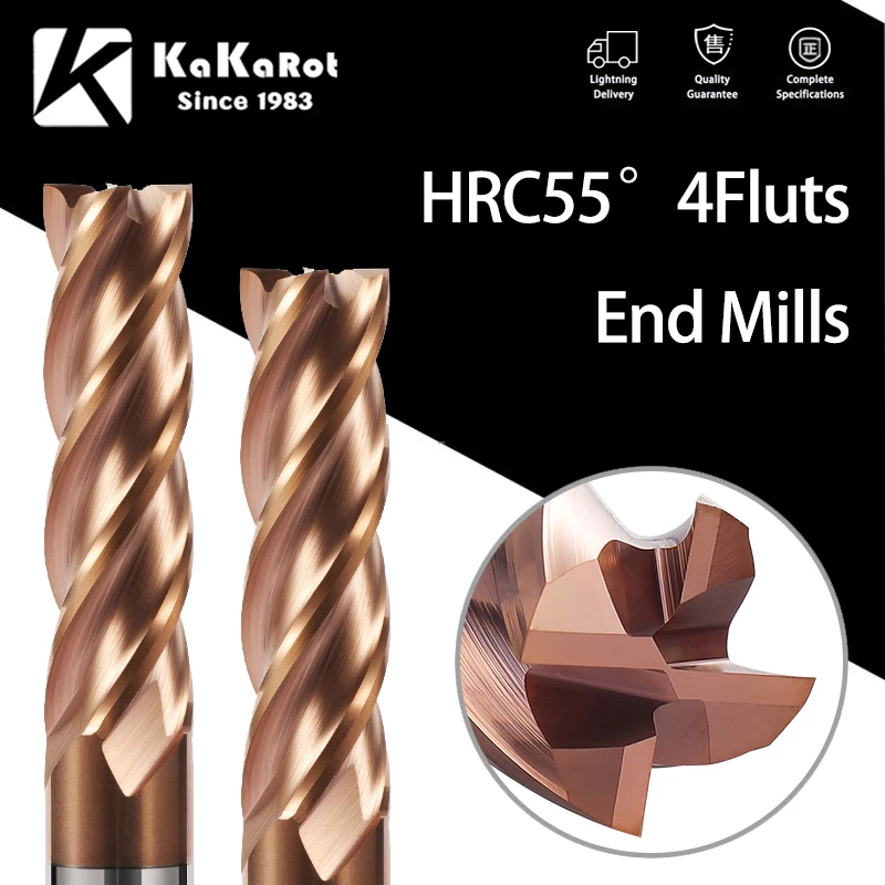 HRC55 Carbide end mill D5.5 4Flutes Milling Cutter Cutting Iron Cutter ...