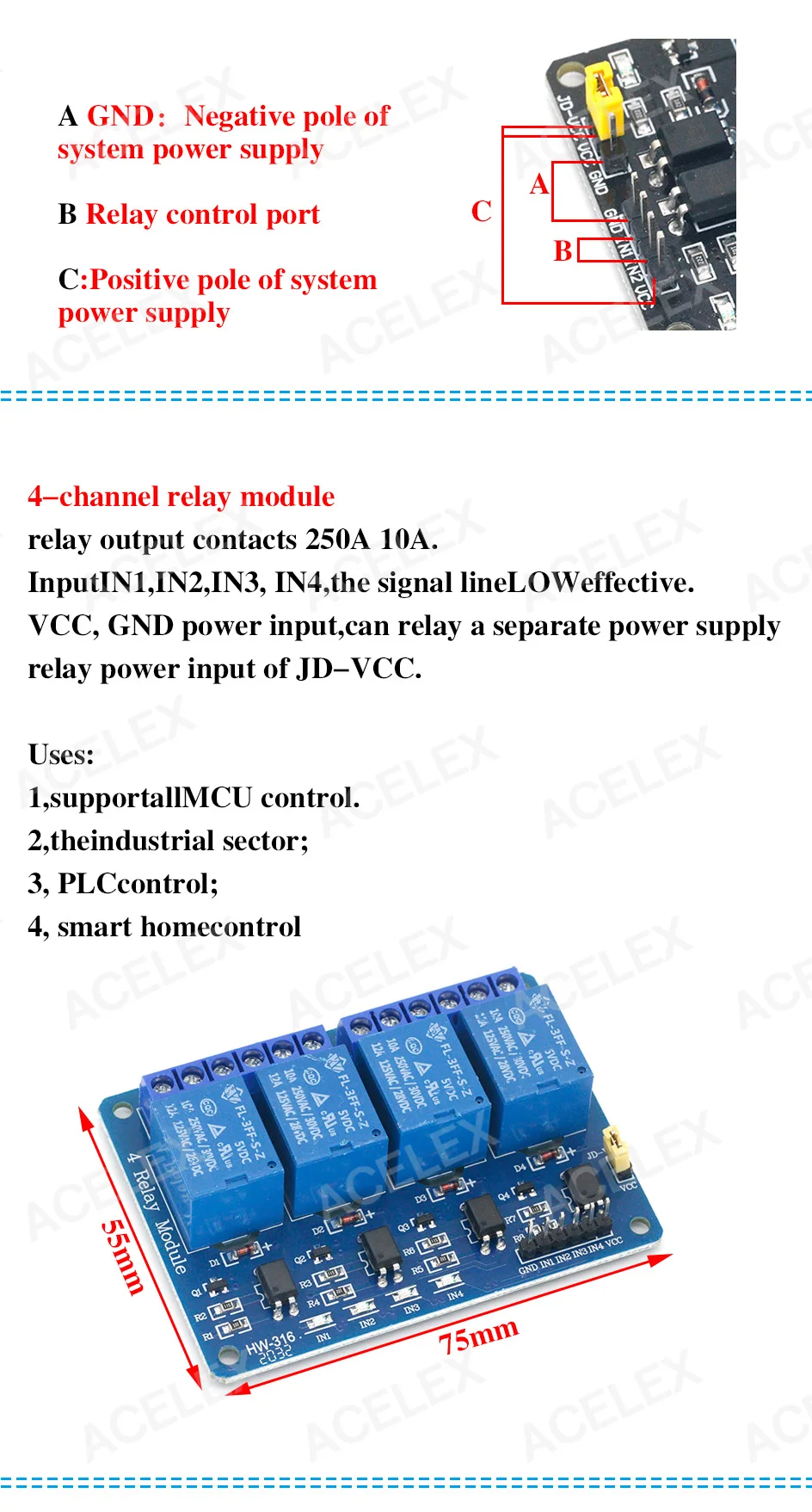 Couleur 6 canaux 12V Module de relais 5v 12v 1 2 4 6 8 canaux avec ...