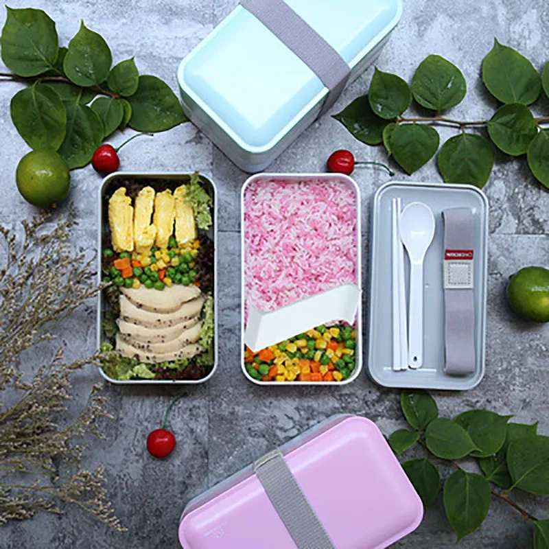 Food Container Bento Box Lunch Set Plastic Fashion Japanese Double ...