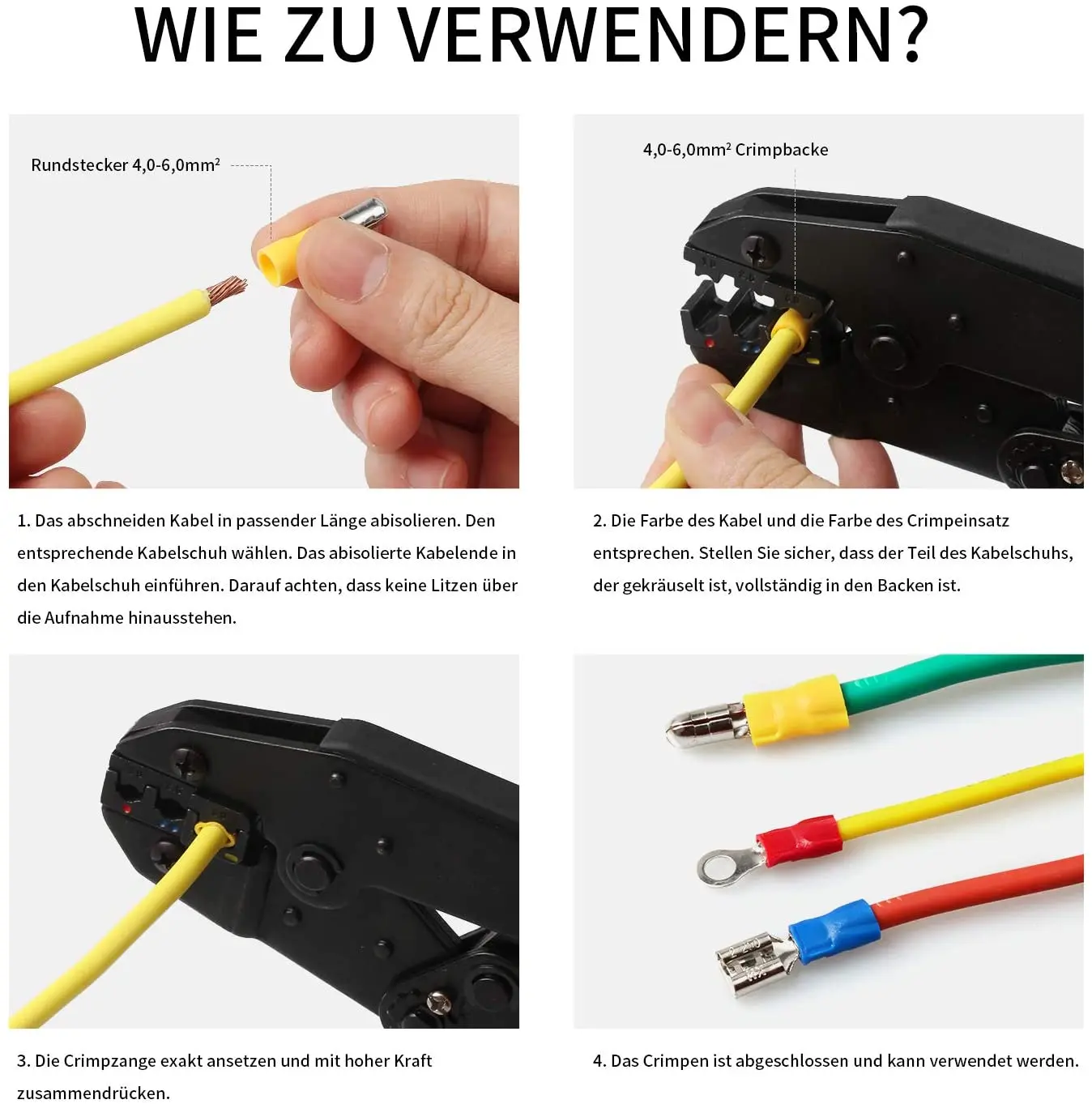 Pince outil,Pince à sertir pour 22-10 AWG HS-30J – 6.0 mm2, connecteurs ...