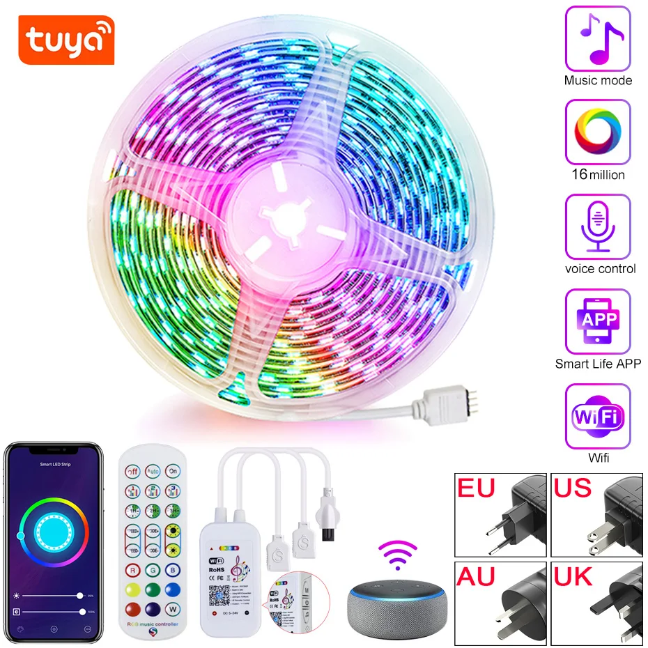 Tuya Smart LED Strip Light SMD 5050 RGB dimmerabile 12V nastro ...