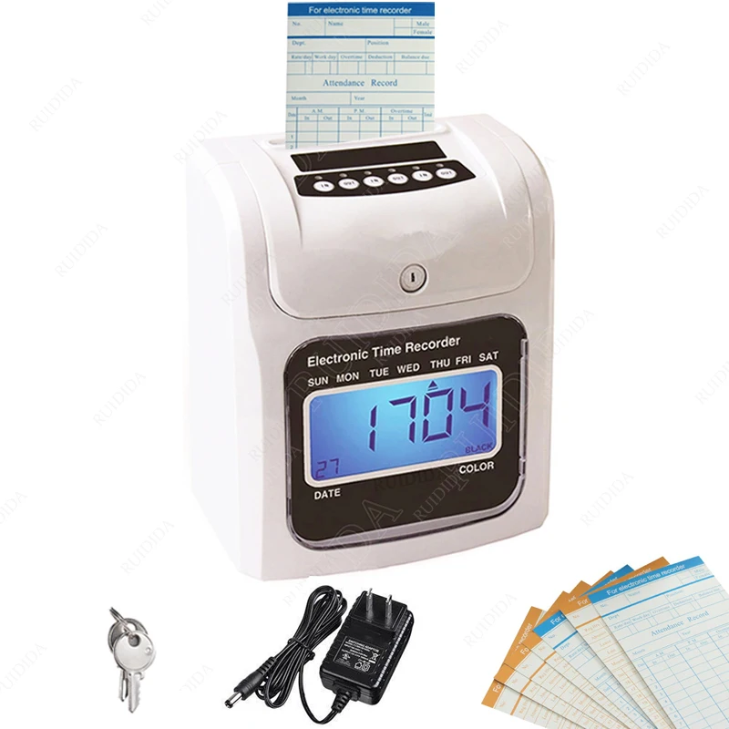 Electronic-Time-Clock-Time-Recorder-LCD-Time-Recording-Digital ...