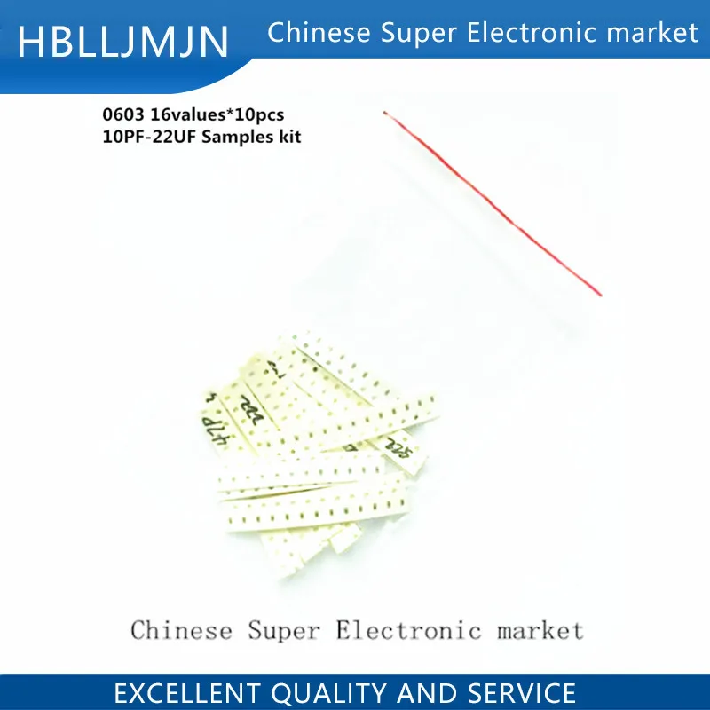 0603 SMD Kapasitor Berbagai Macam Kit 16 Nilai * 10 Pcs = 160 Pcs 10PF ...