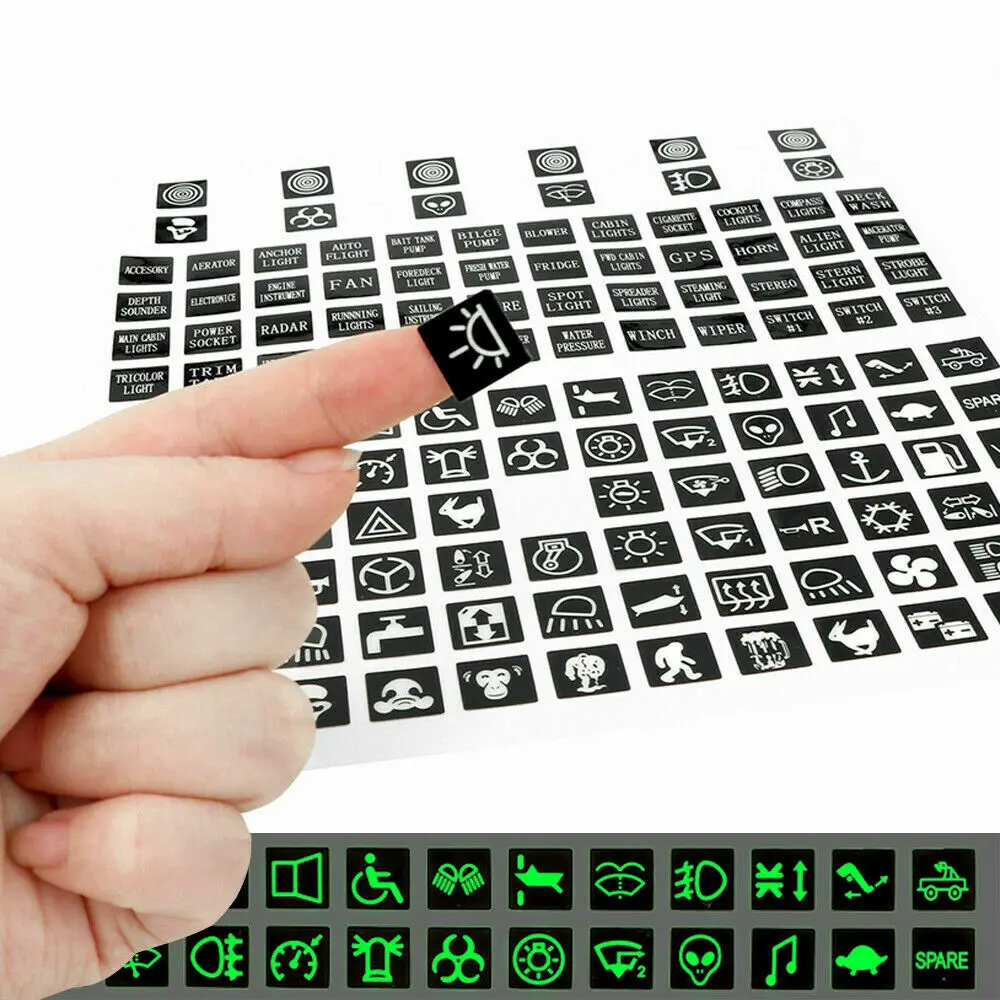 Luminous Rocker Switch Label PVC Car Sticker Truck Instrument Circuit ...