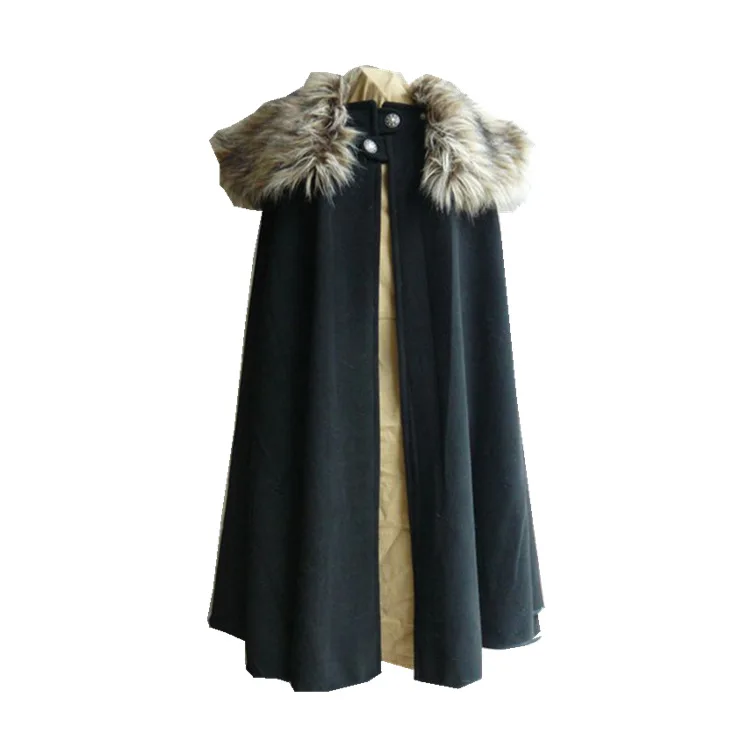 Cos Game of Thrones Style Wool Fur Collar Cape Cloak Costume Adult Men ...