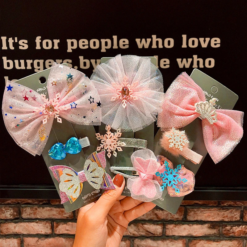 3 Pieces/lot Kids Hair Clips Bow Girls Hair Accessories Set Headdresses ...