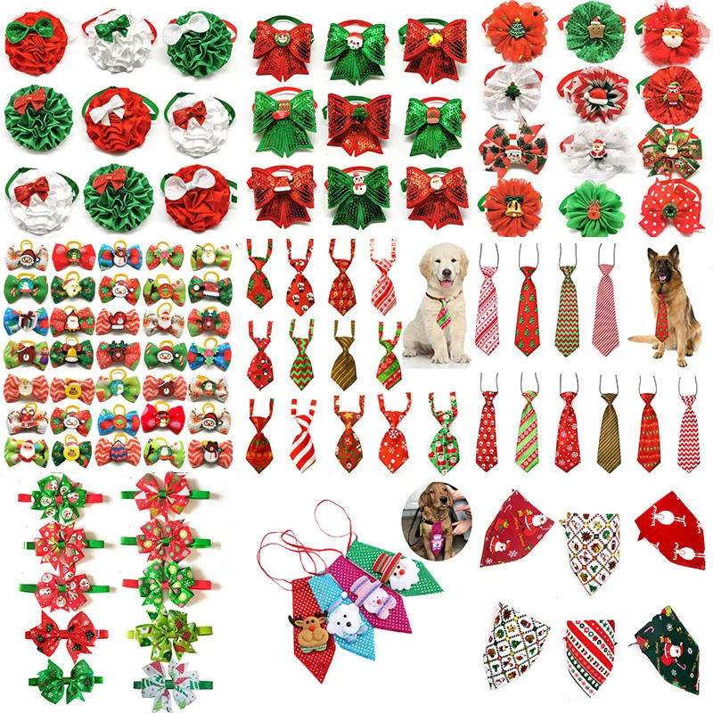 50pcs-Christmas-Dog-Bows-Pet-Cat-Dog-Pet-Bow-Tie-Bandana-Ties-Christmas ...